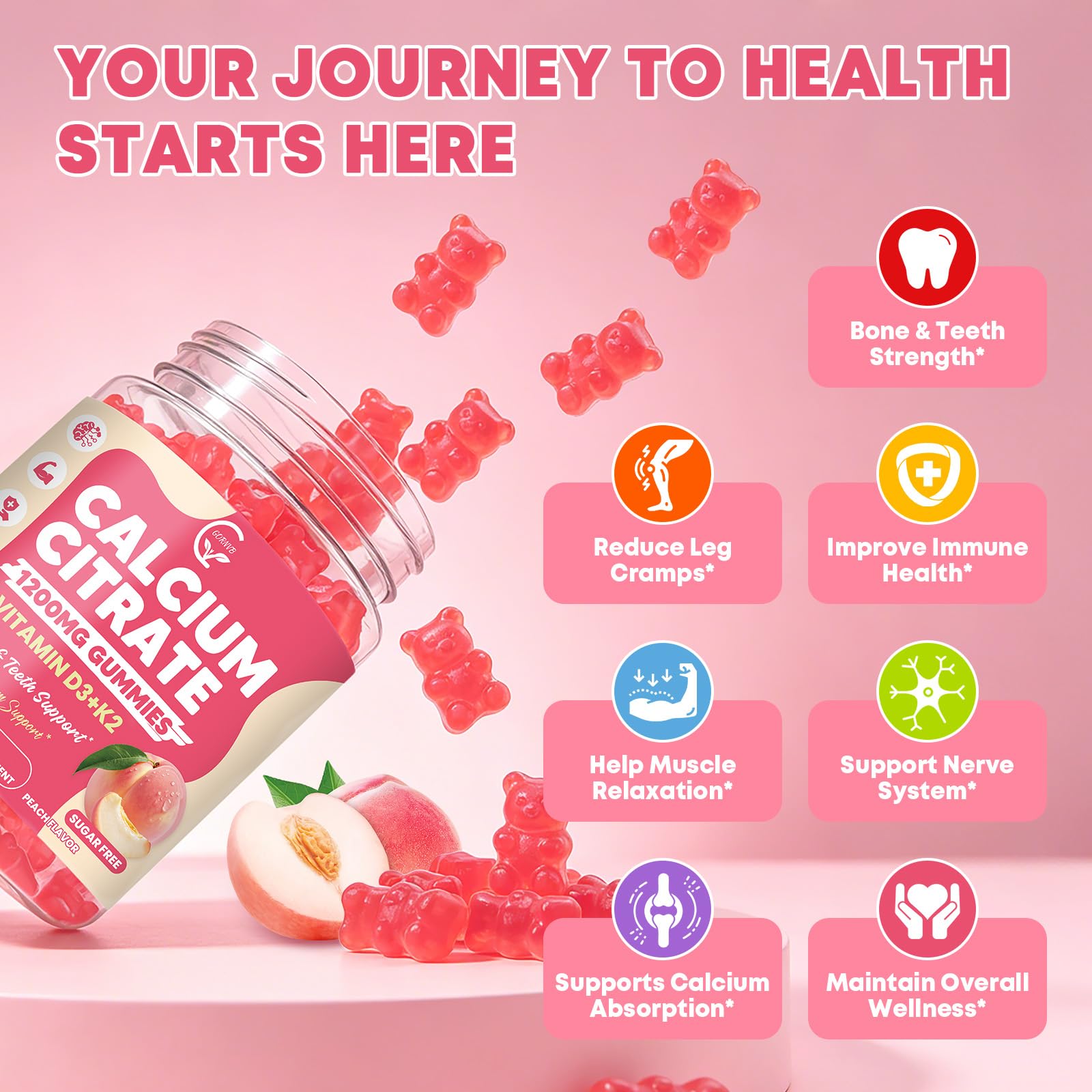 Delicious gummy vitamins with calcium