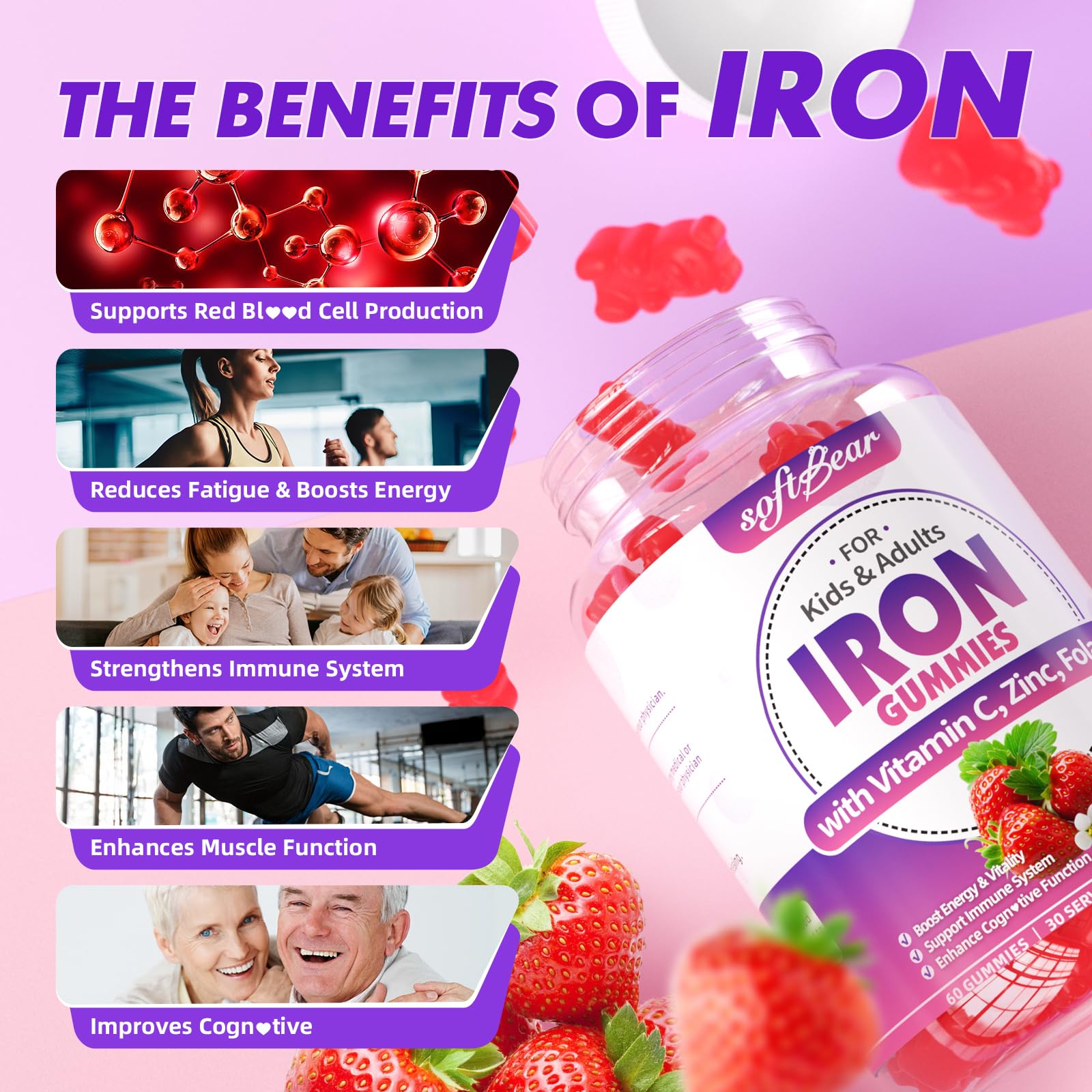 Delicious iron gummies for daily nutrition
