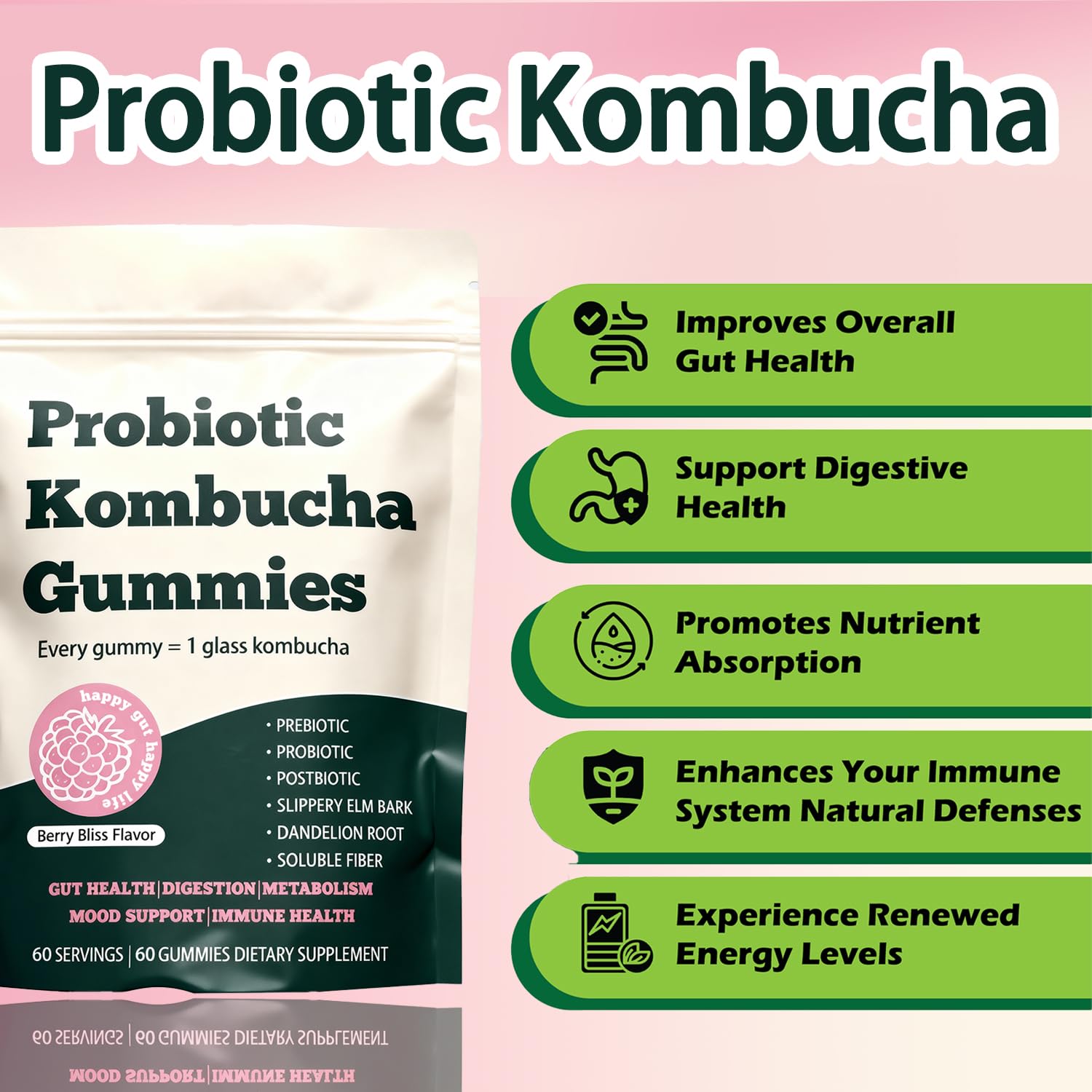Delicious kombucha gummies for digestion