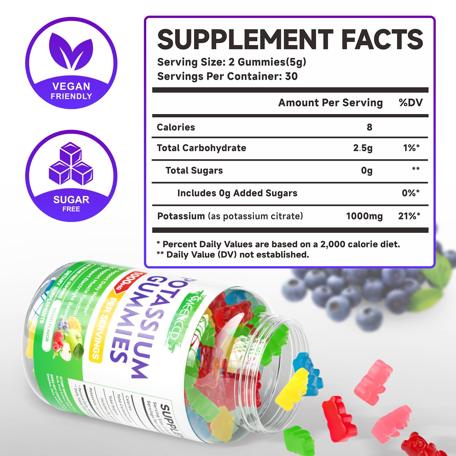 Delicious mixed fruit potassium gummies