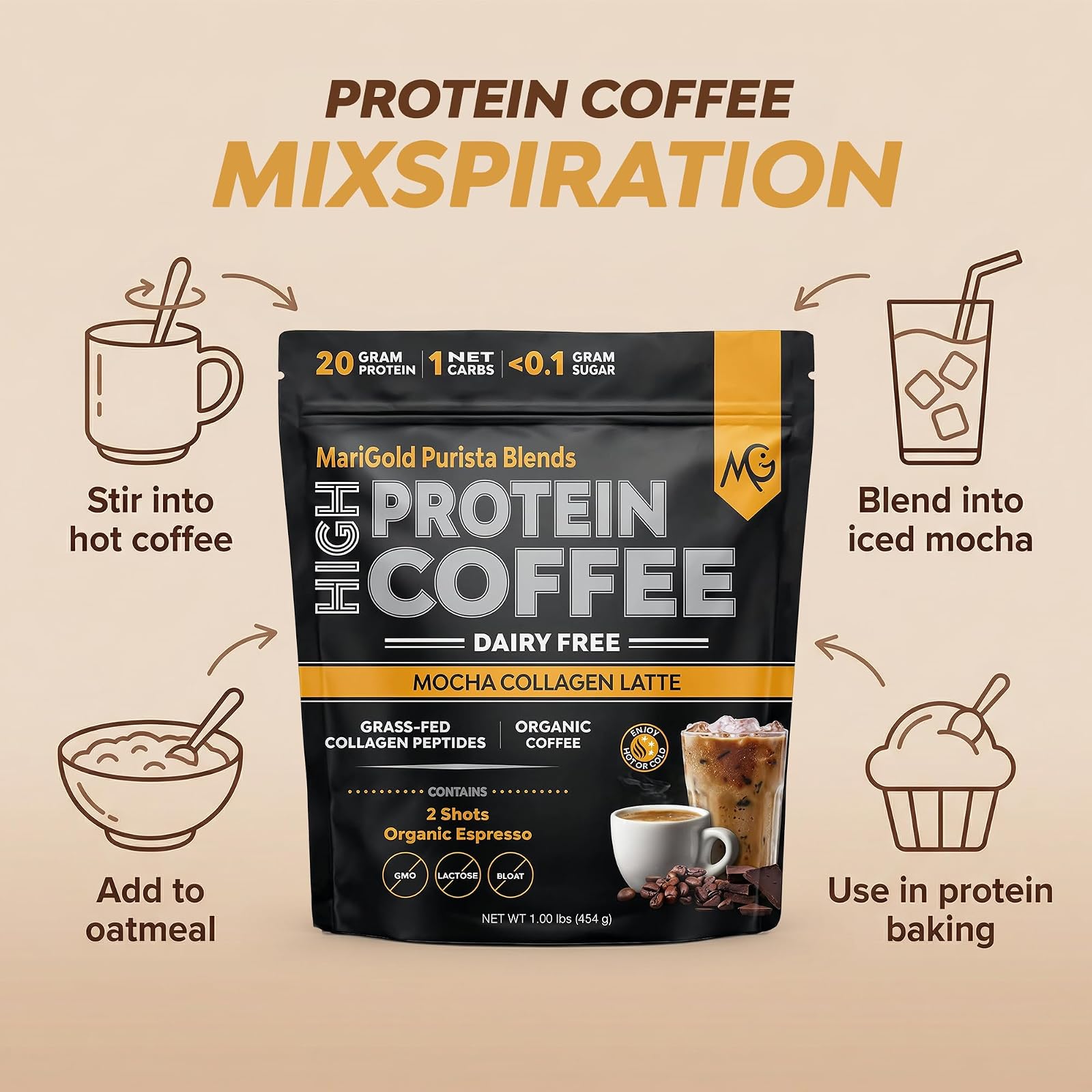 delicious mocha latte with collagen