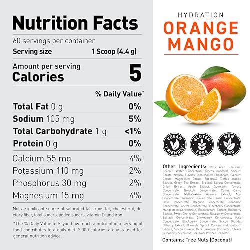 Delicious orange mango hydration supplement