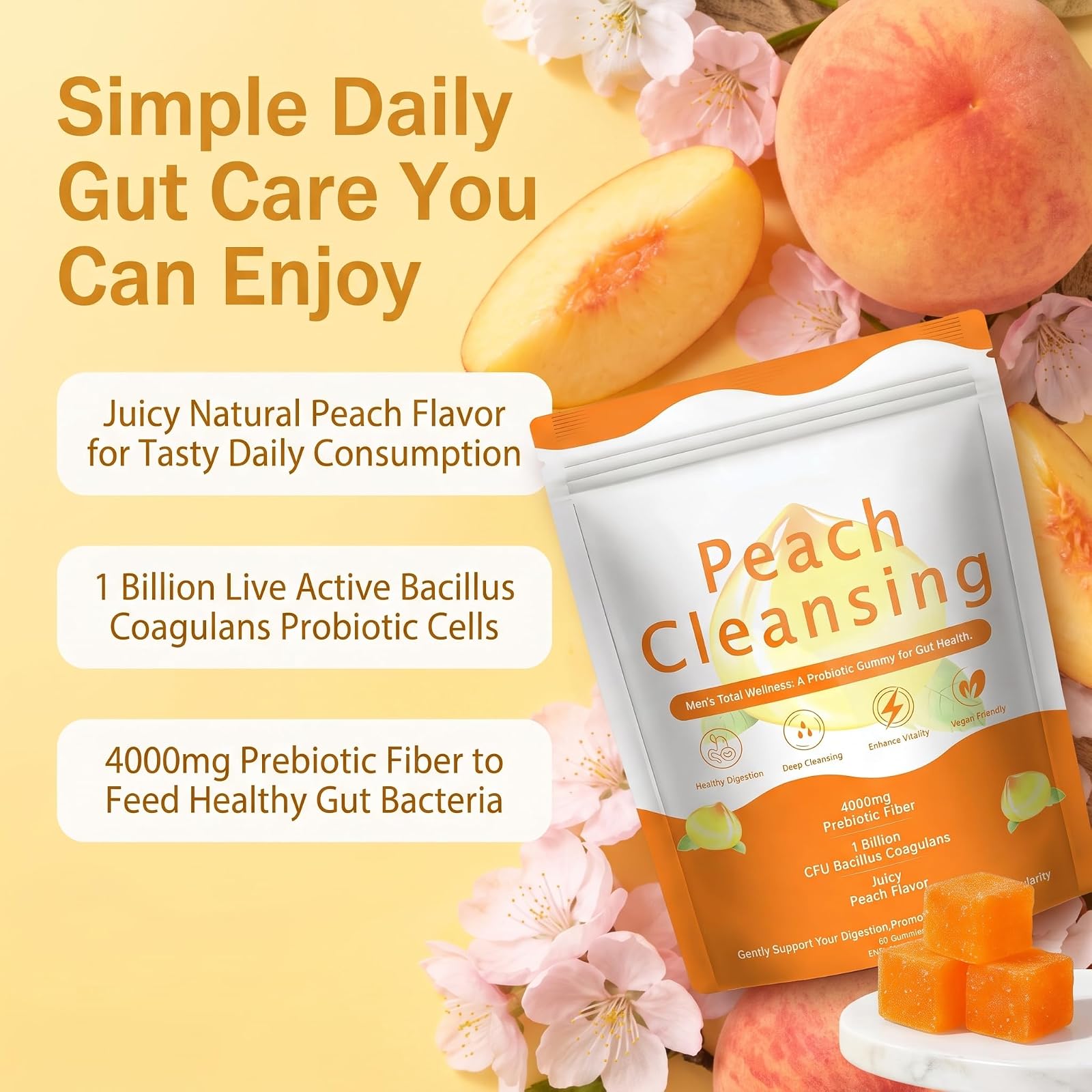 delicious peach flavour digestive support