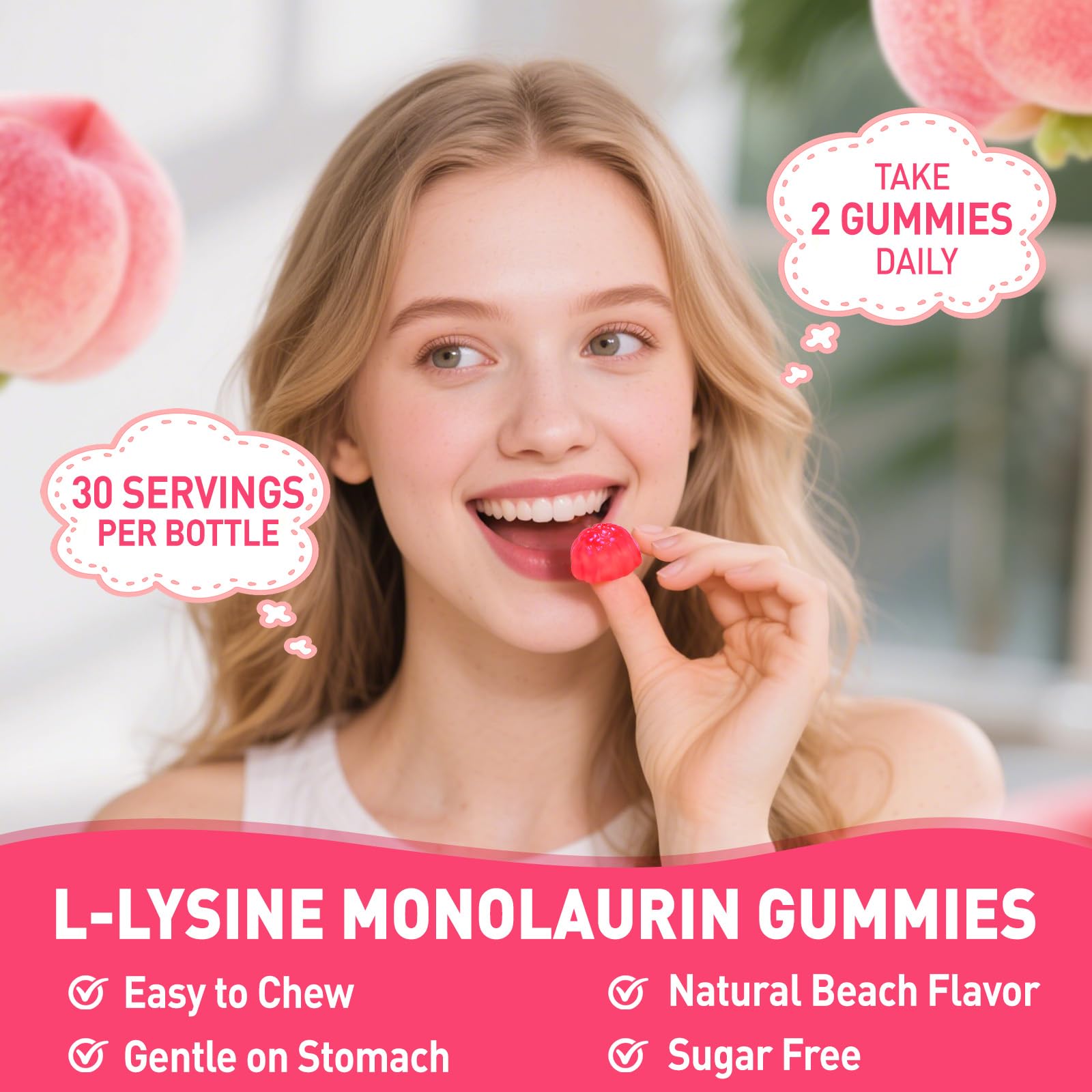 delicious peach l-lysine chewables