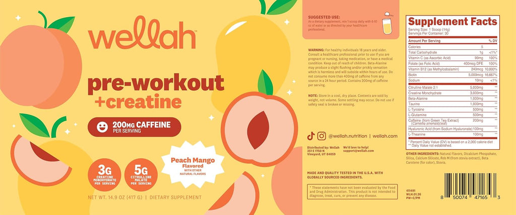 Delicious peach mango workout supplement