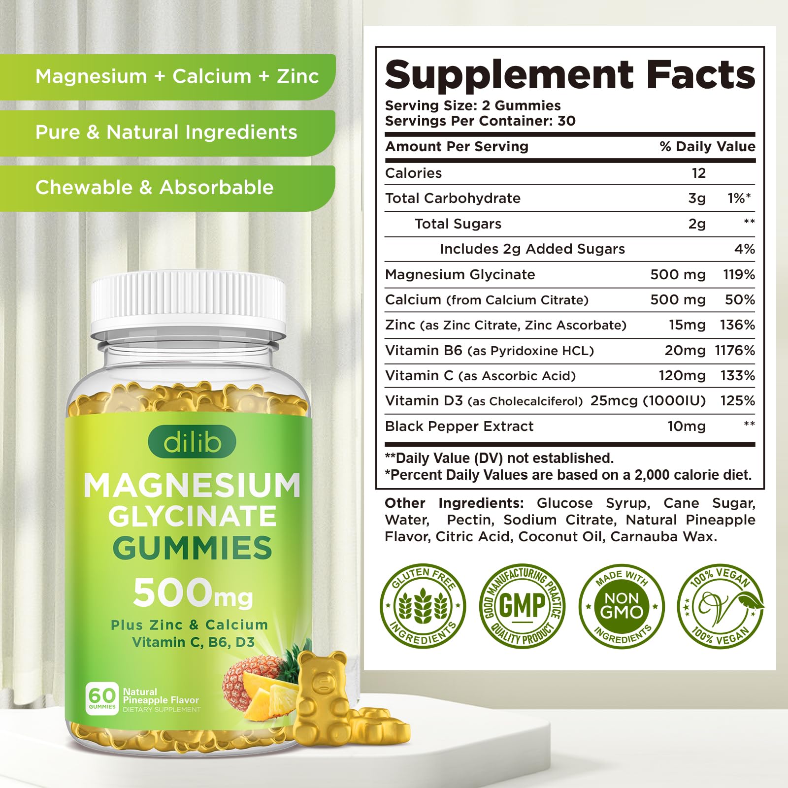 delicious pineapple magnesium gummies for energy