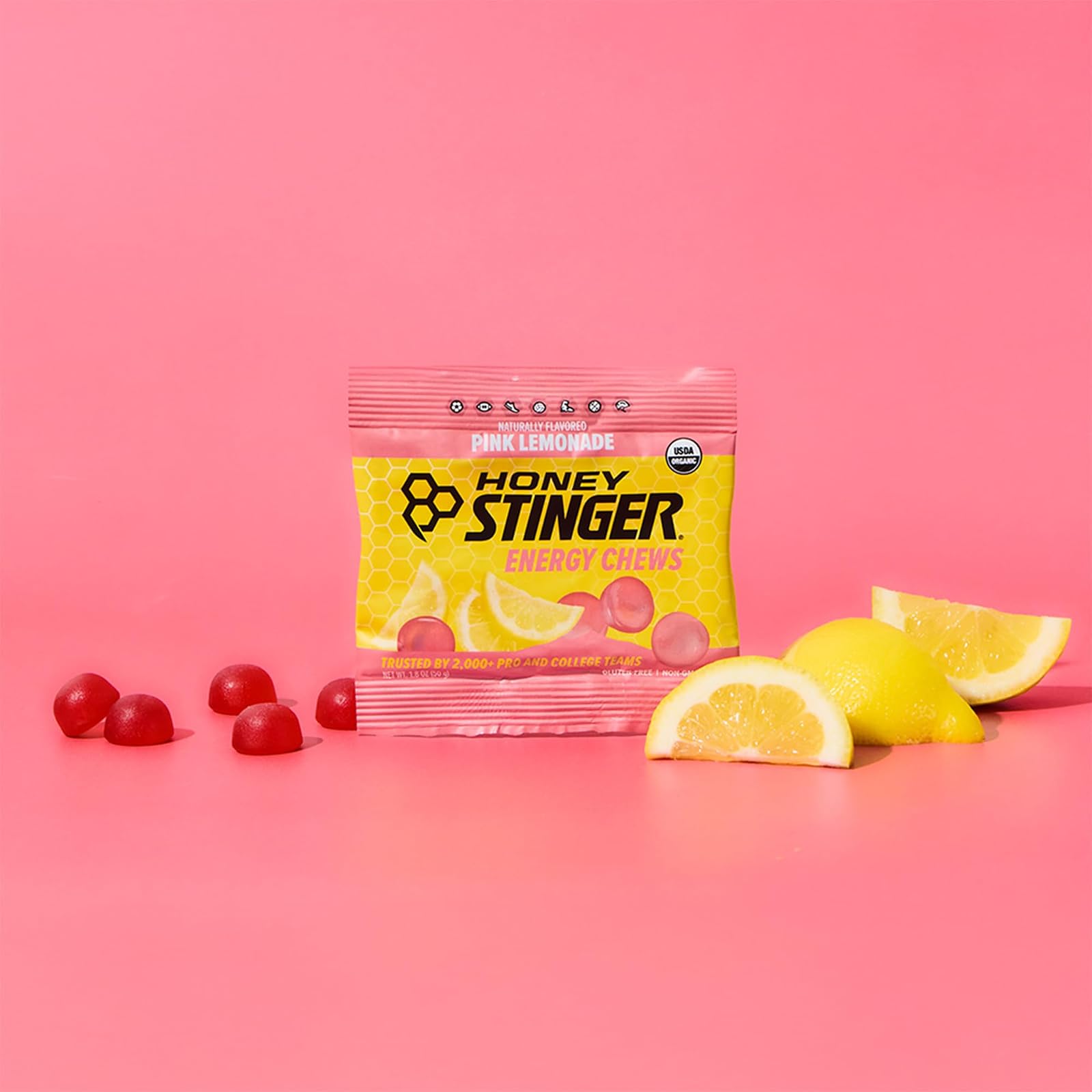 Delicious pink lemonade sports chews