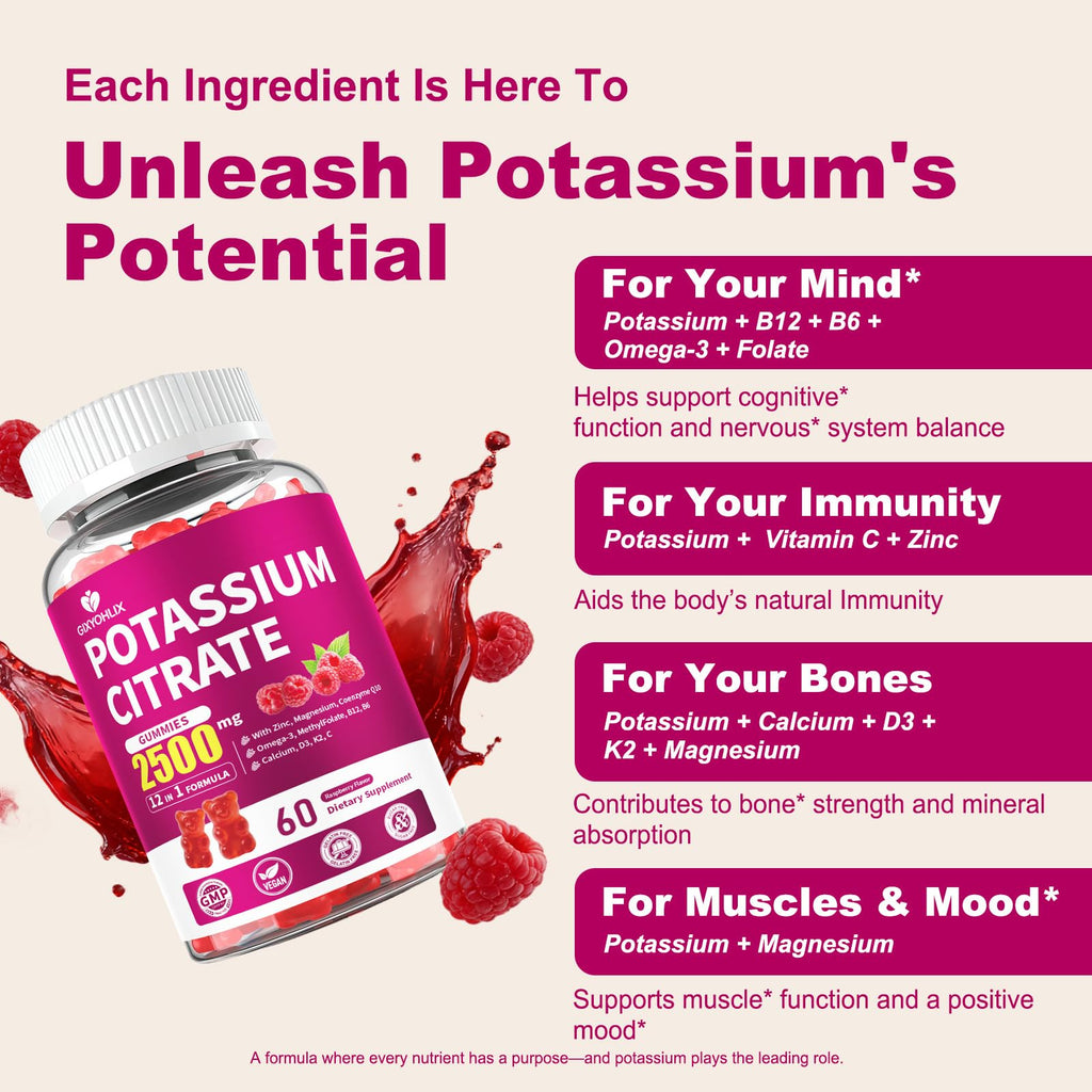 Delicious potassium gummies for adults