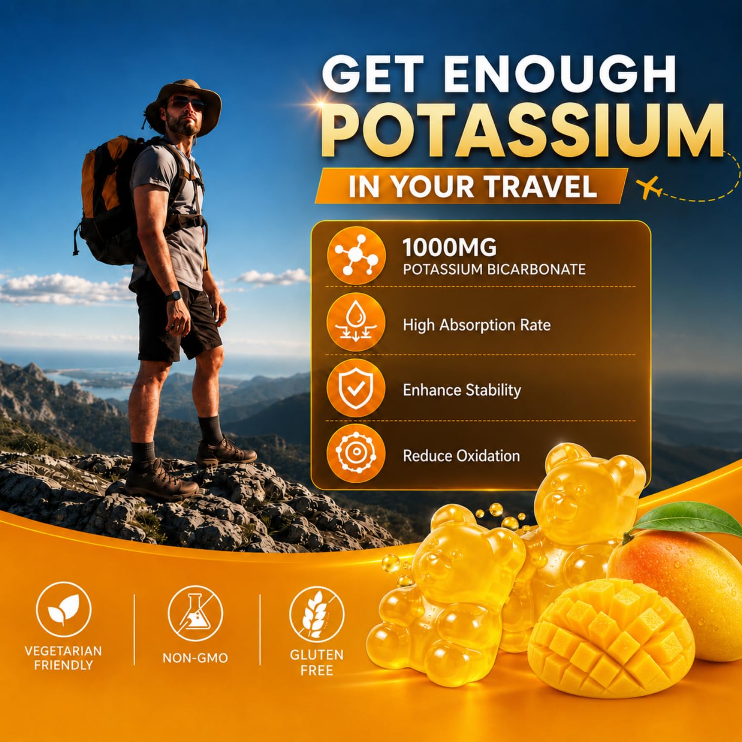 Delicious potassium gummies for energy