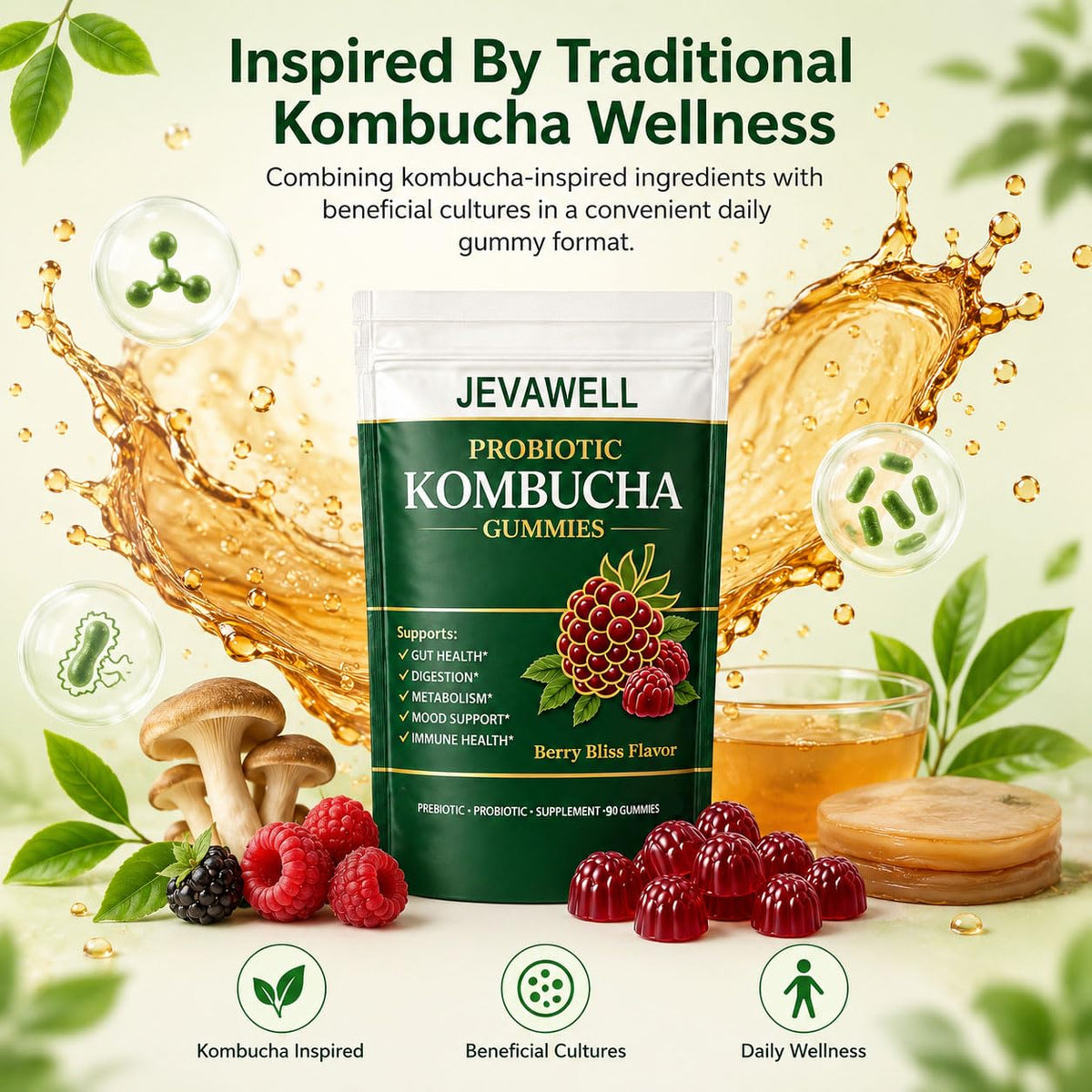 Delicious probiotic kombucha gummies