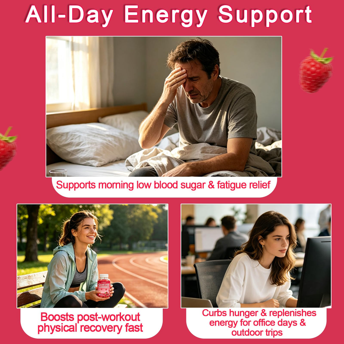 delicious raspberry flavour glucose supplement