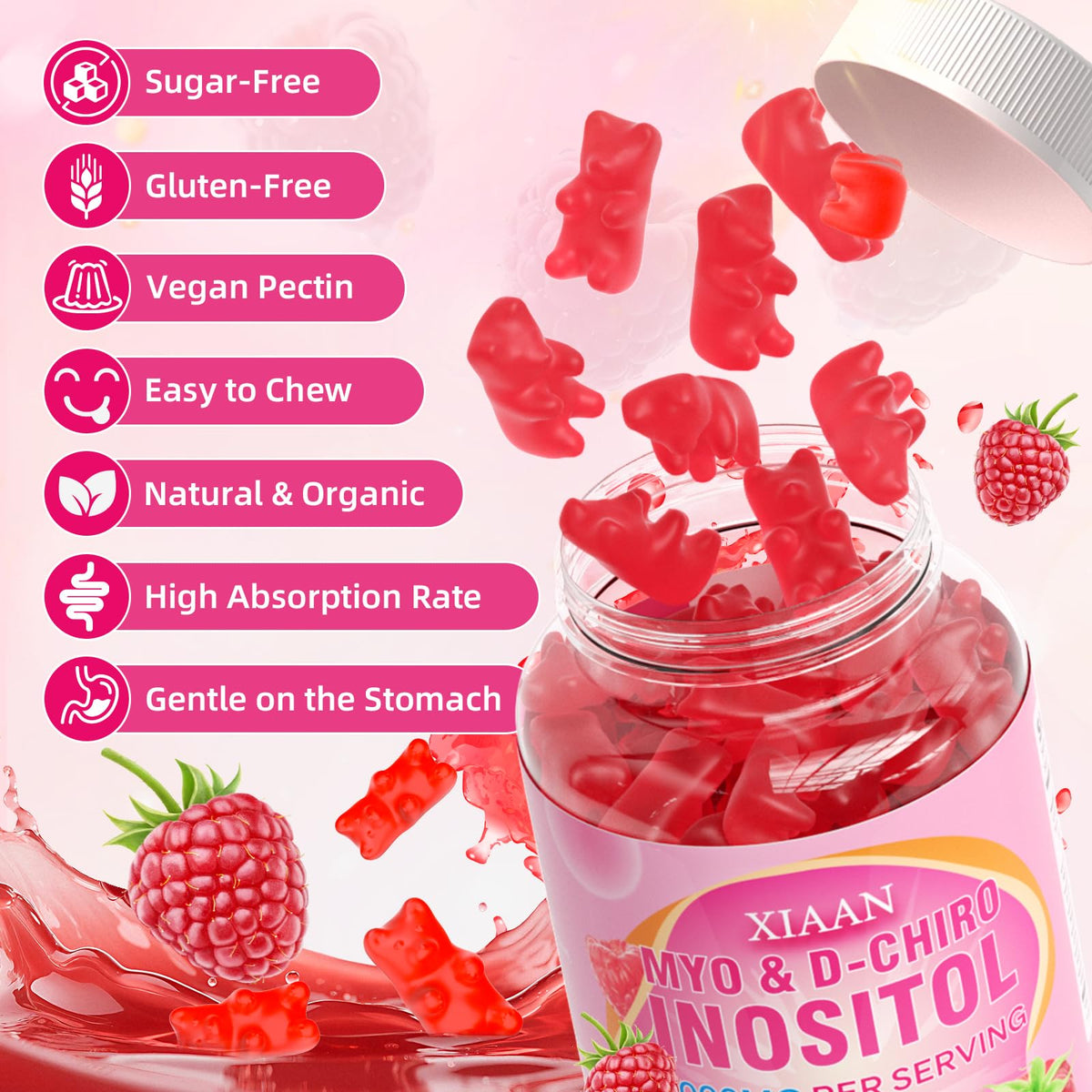 Delicious raspberry inositol supplements