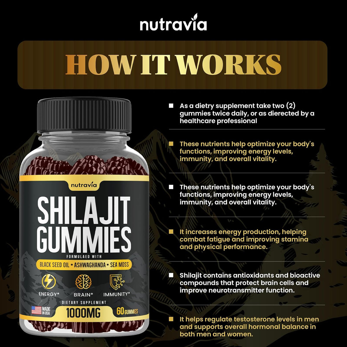 Delicious Shilajit gummies for vitality
