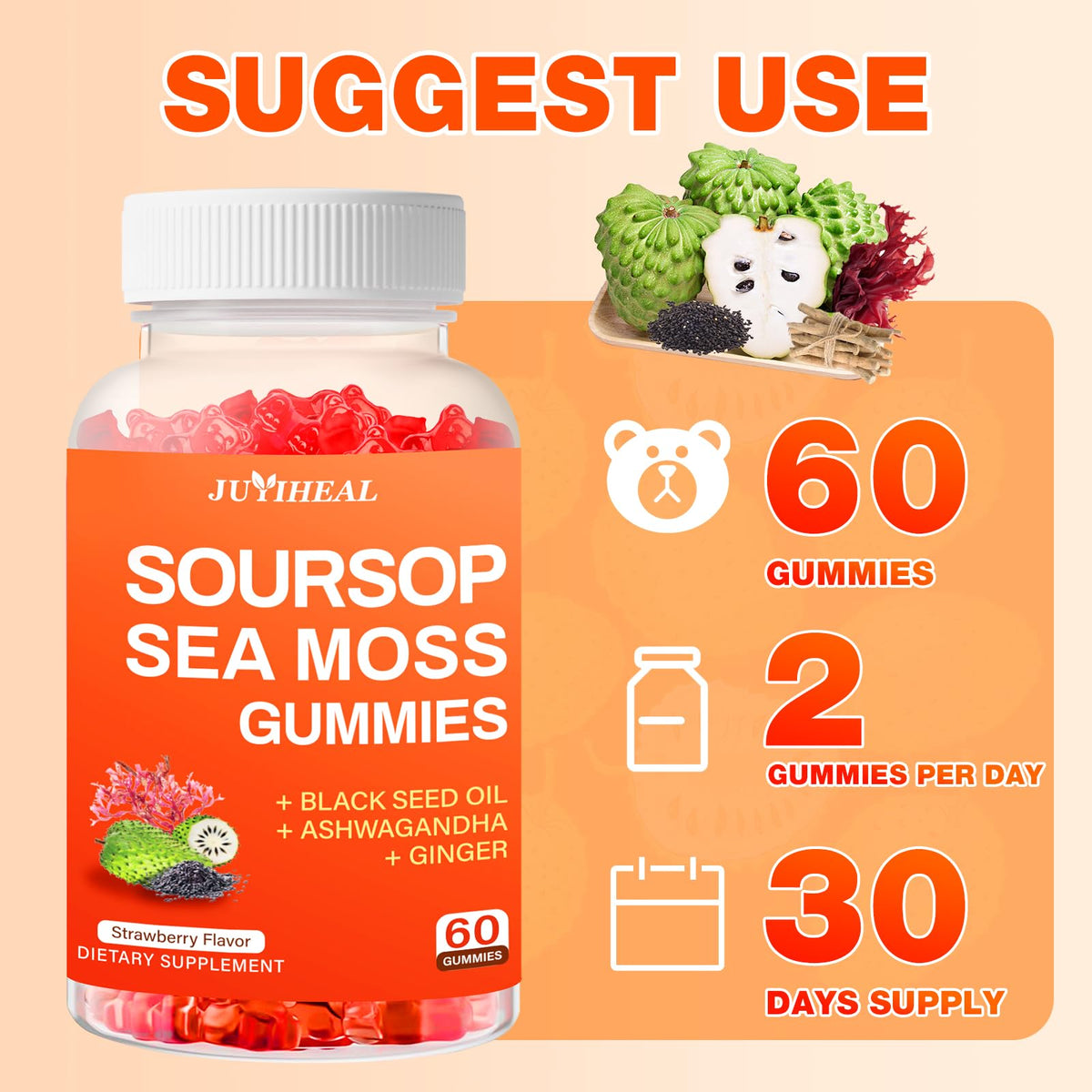 Delicious soursop gummy vitamins