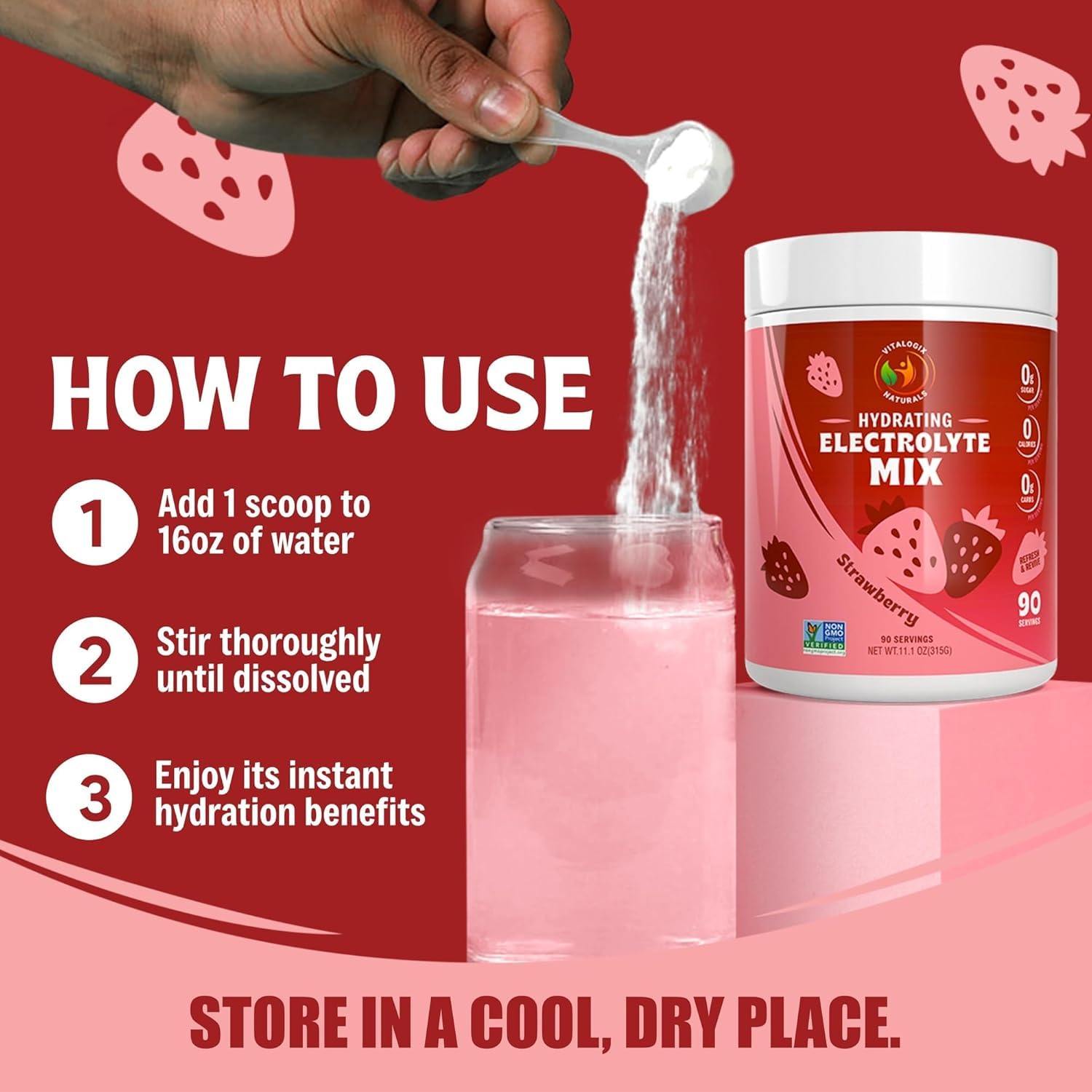 delicious strawberry electrolyte drink mix