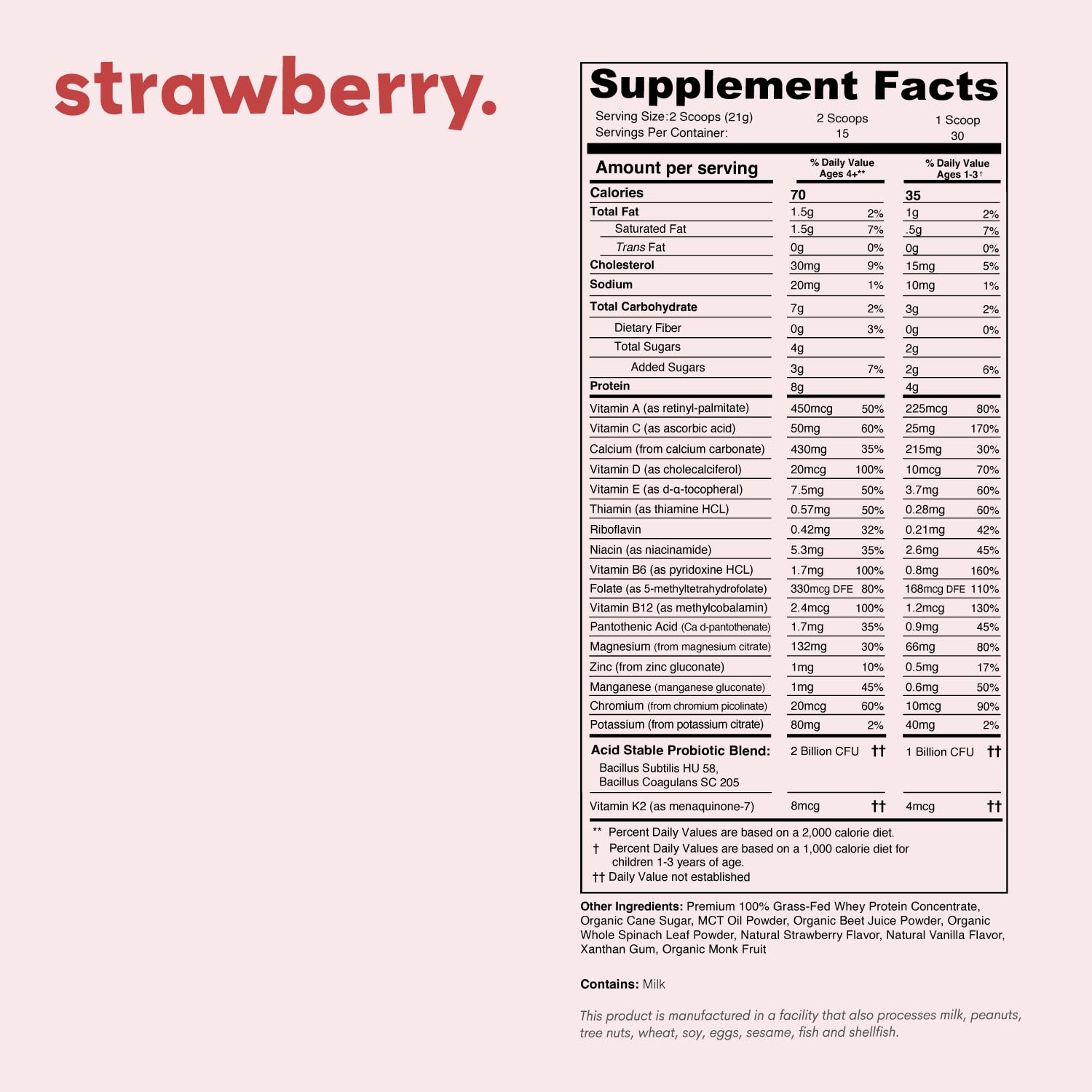 Delicious strawberry flavour kids protein