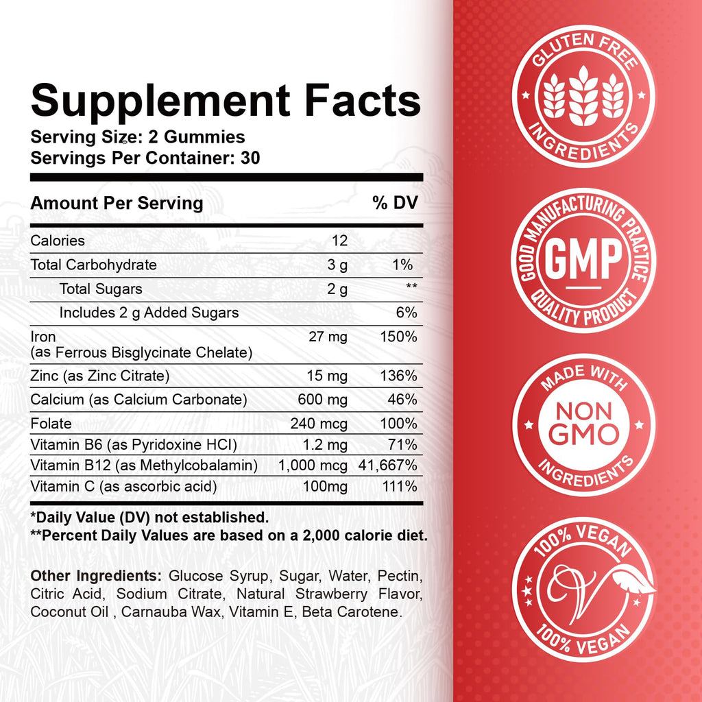Delicious strawberry iron supplement