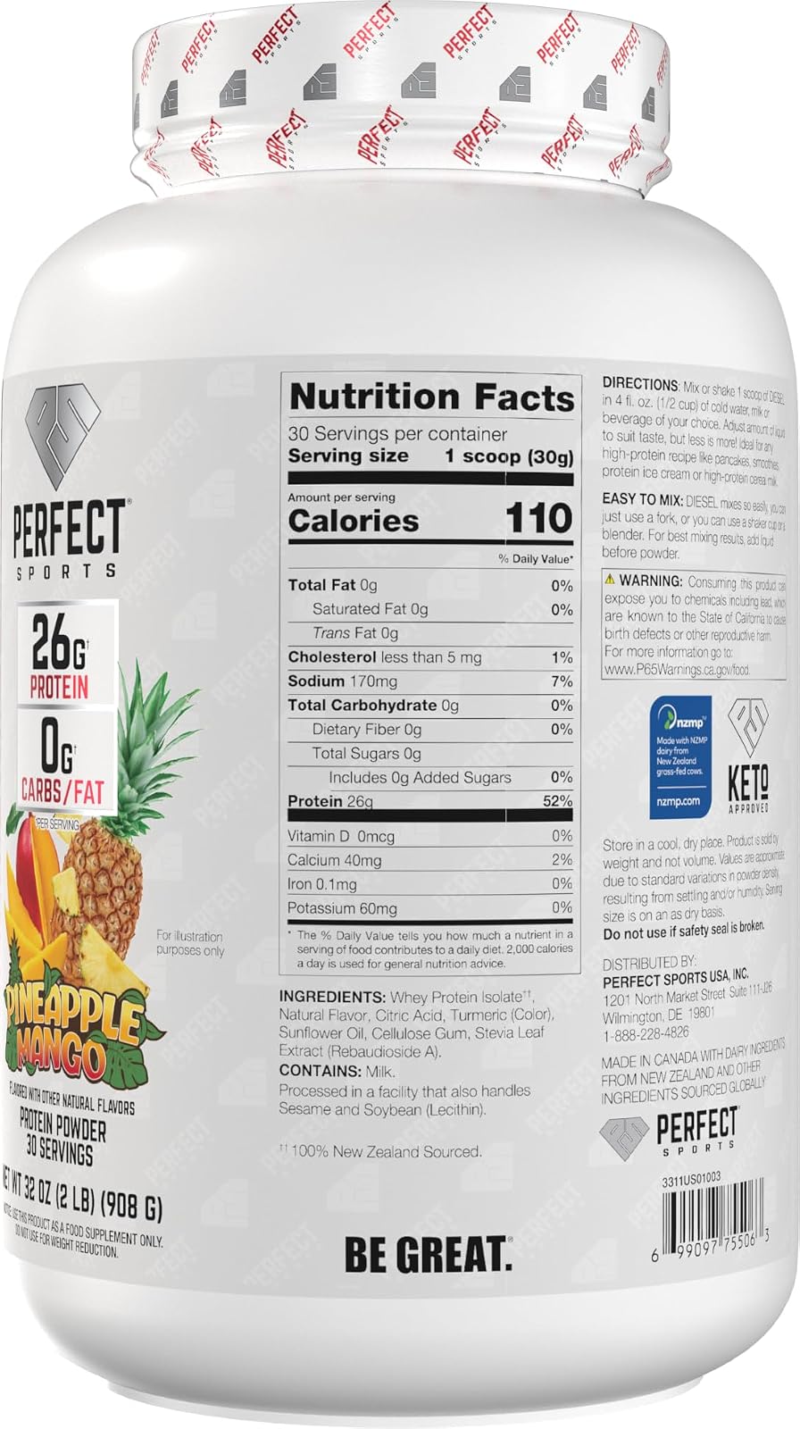 Delicious tropical flavour protein powder