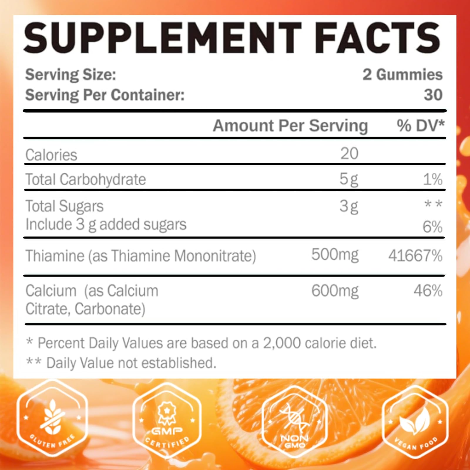 Delicious vitamin B1 gummy supplements