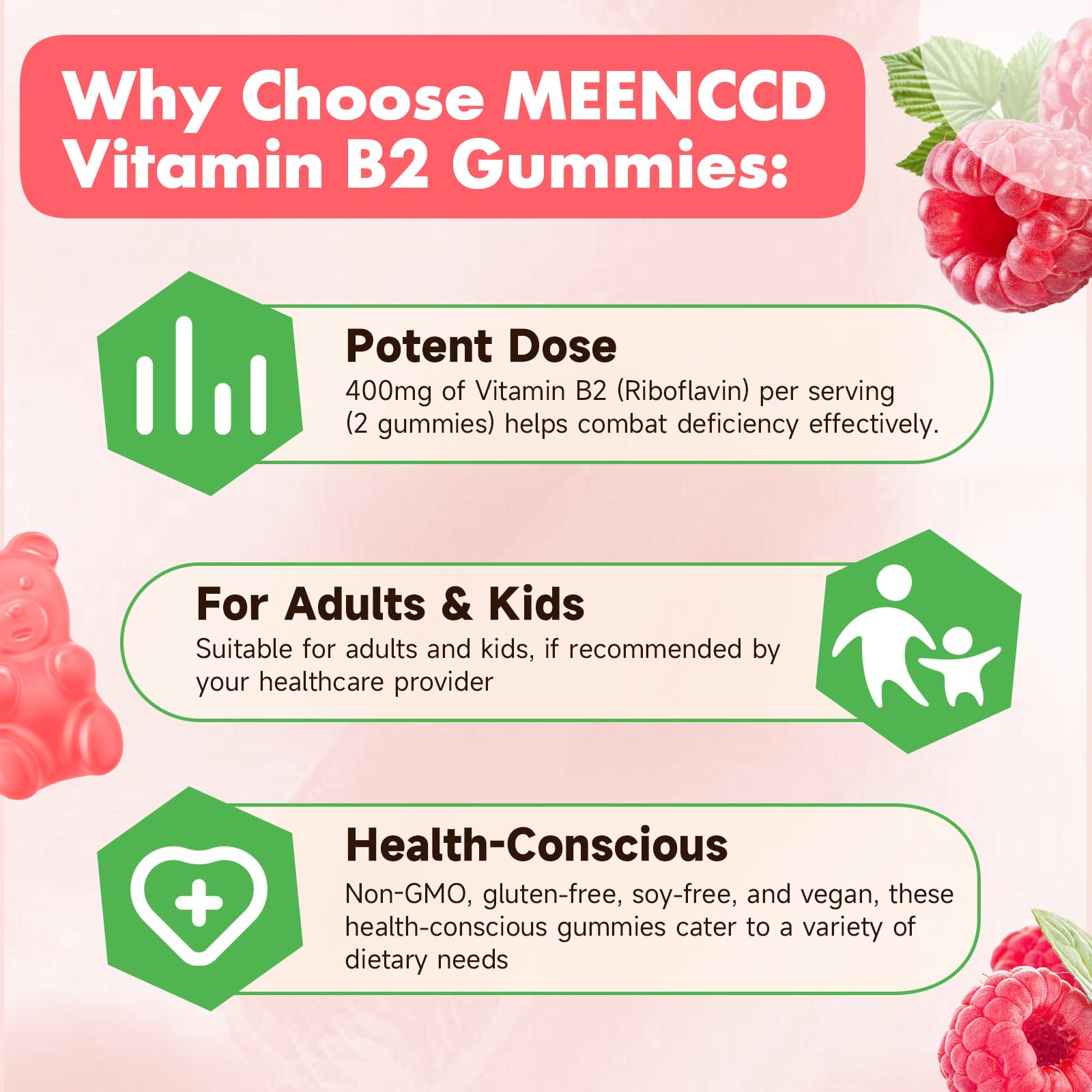 Delicious vitamin B2 gummies for adults