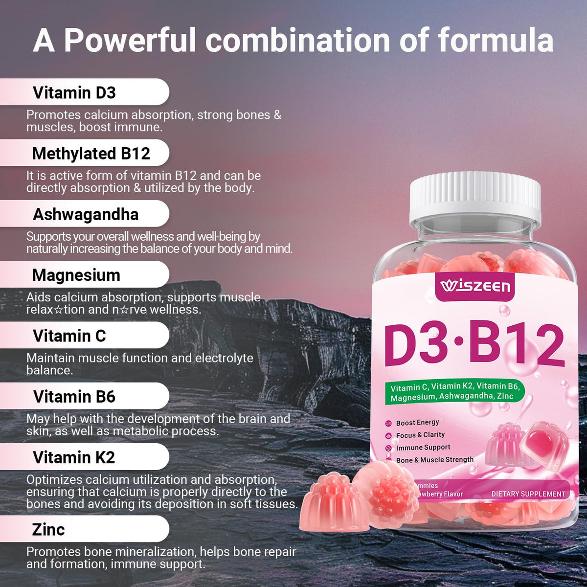 Delicious Vitamin D3 and B12 gummies