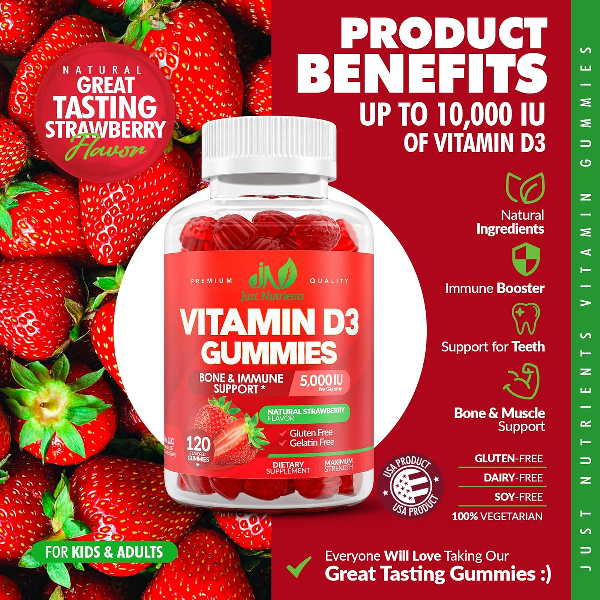 Delicious Vitamin D3 gummies for adults