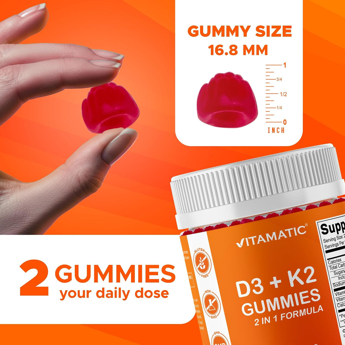 Delicious vitamin D3 K2 calcium gummies