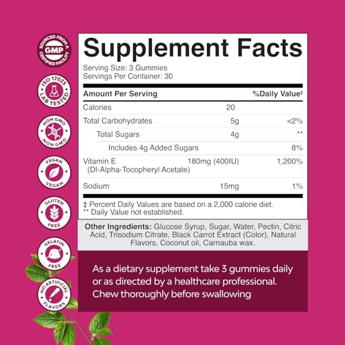 Delicious vitamin E gummies for adults