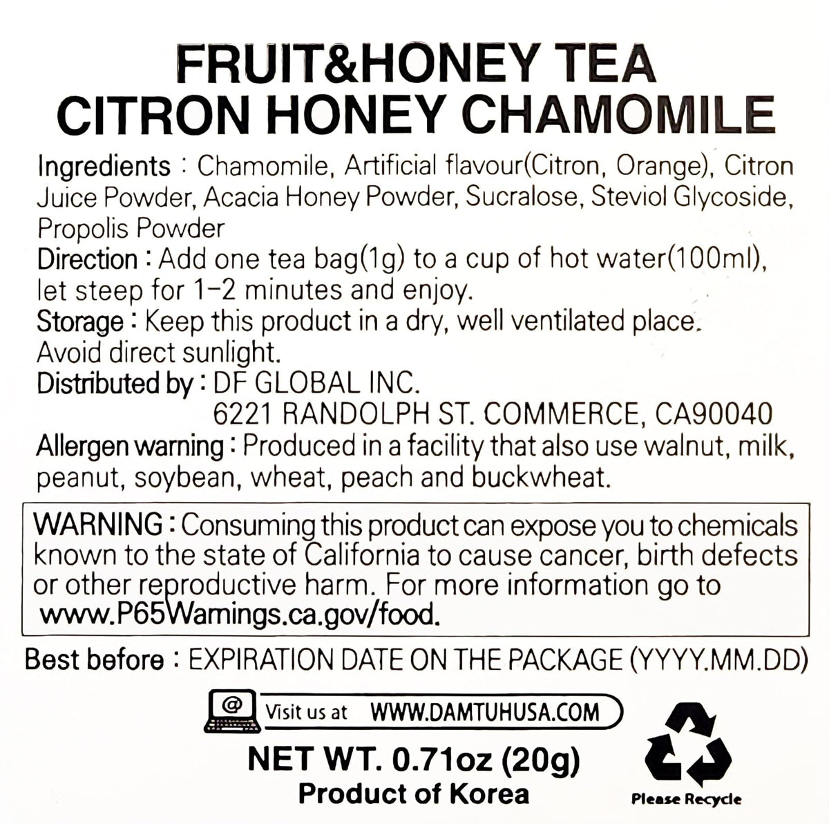 Delicious yuzu honey flavour tea