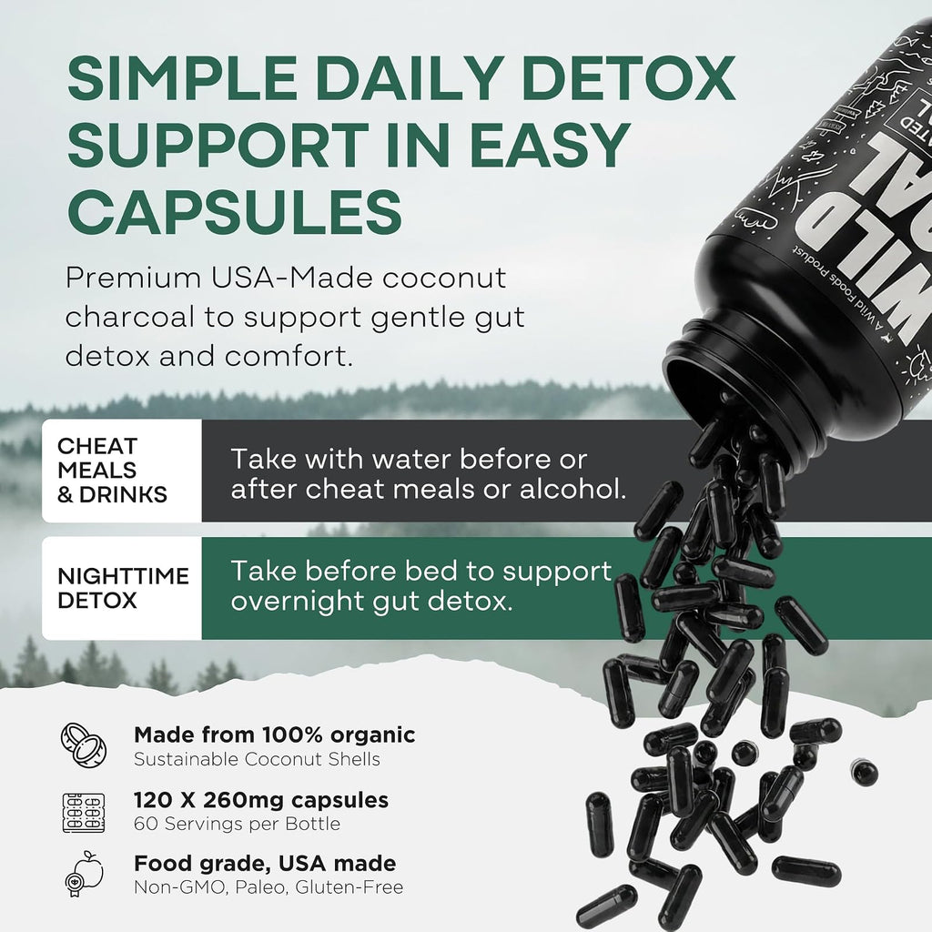detoxifying activated charcoal capsules