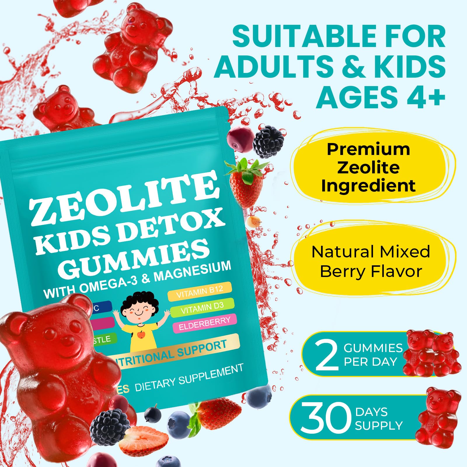 Detoxifying kids multivitamin gummies