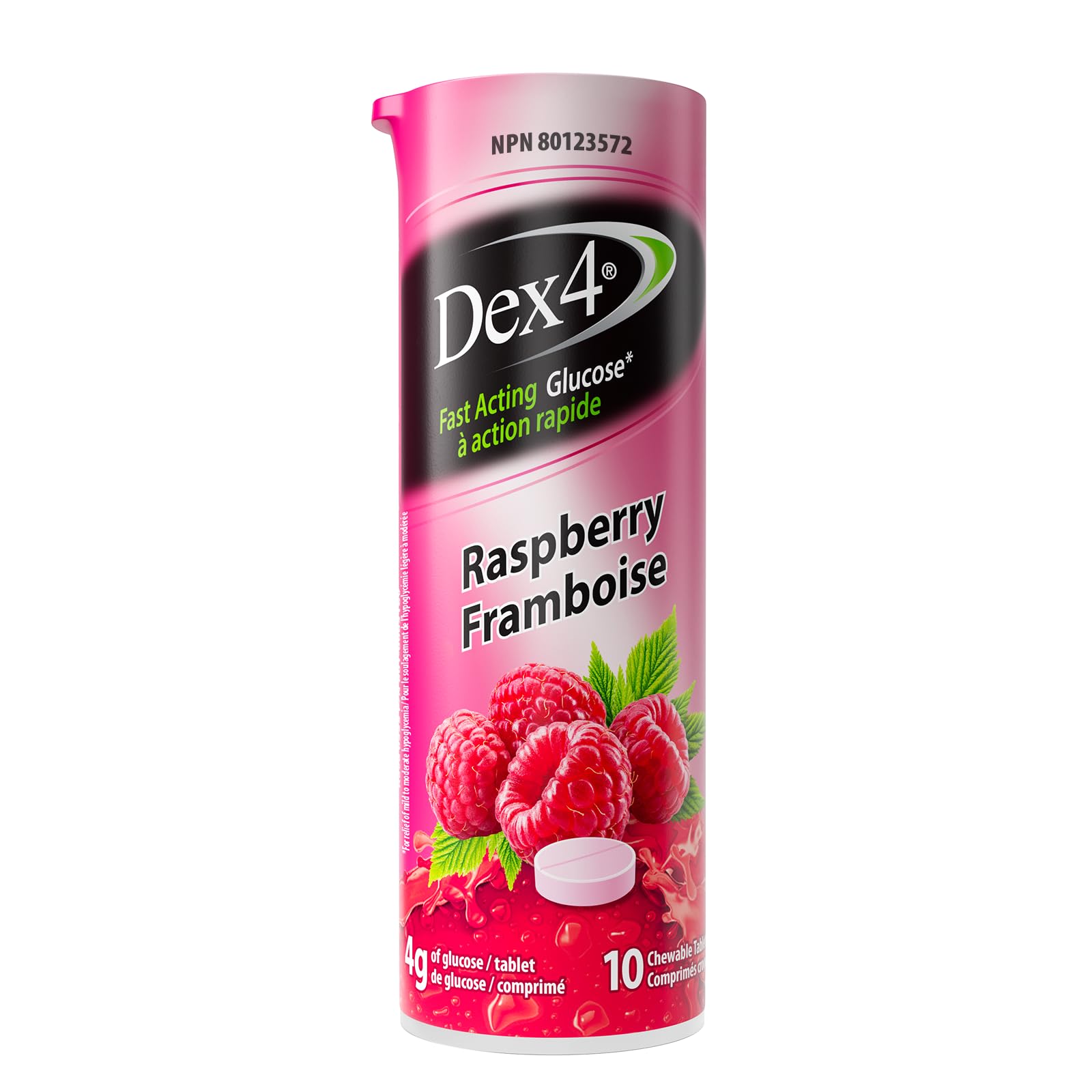 Dex4 raspberry glucose tablets pack