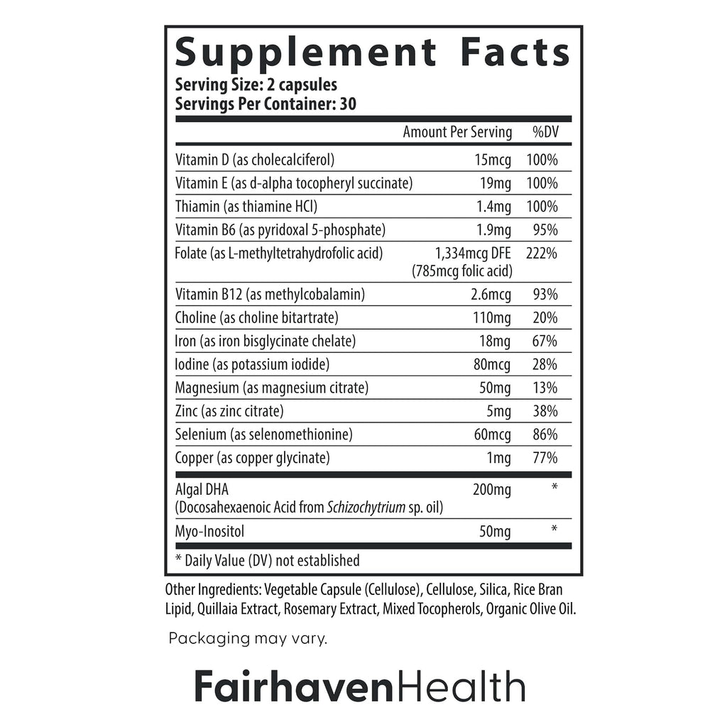 DHA enriched prenatal multivitamin capsules