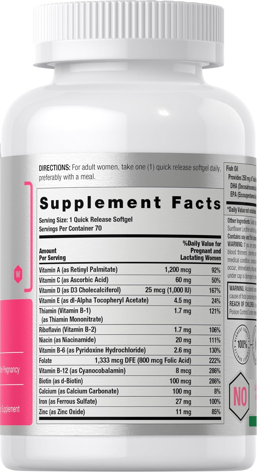 DHA enriched prenatal multivitamin softgels
