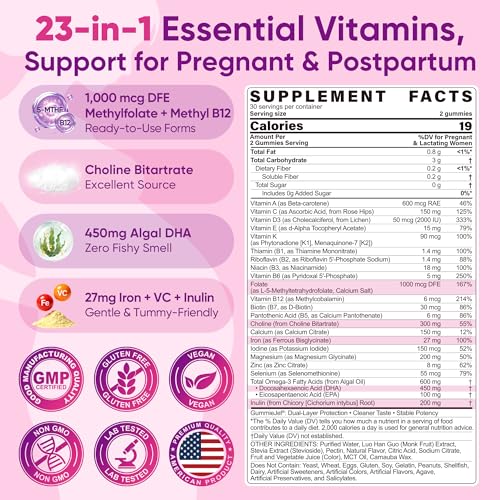 DHA enriched prenatal vitamins gummies
