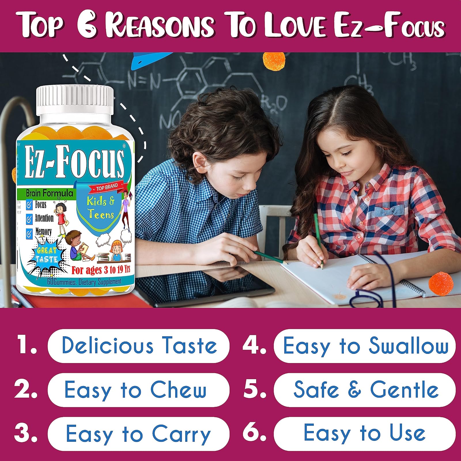DHA Omega-3 gummies for children's development
