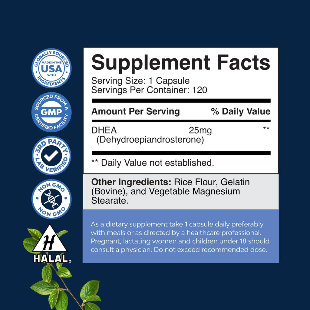 DHEA capsules for daily nutrition