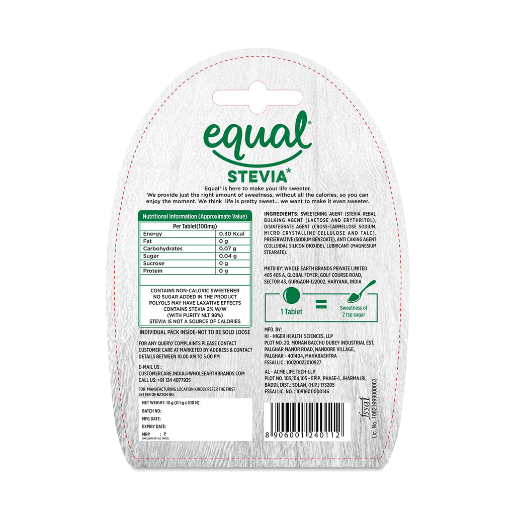Diabetic safe Equal Stevia for health