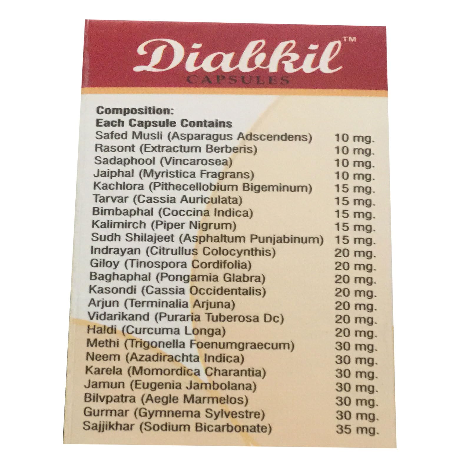 Diabkill Capsules for daily vitality