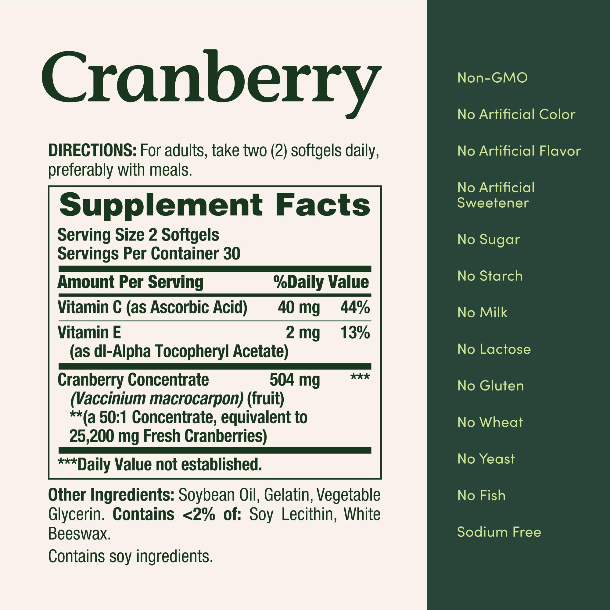 Dietary cranberry for overall health