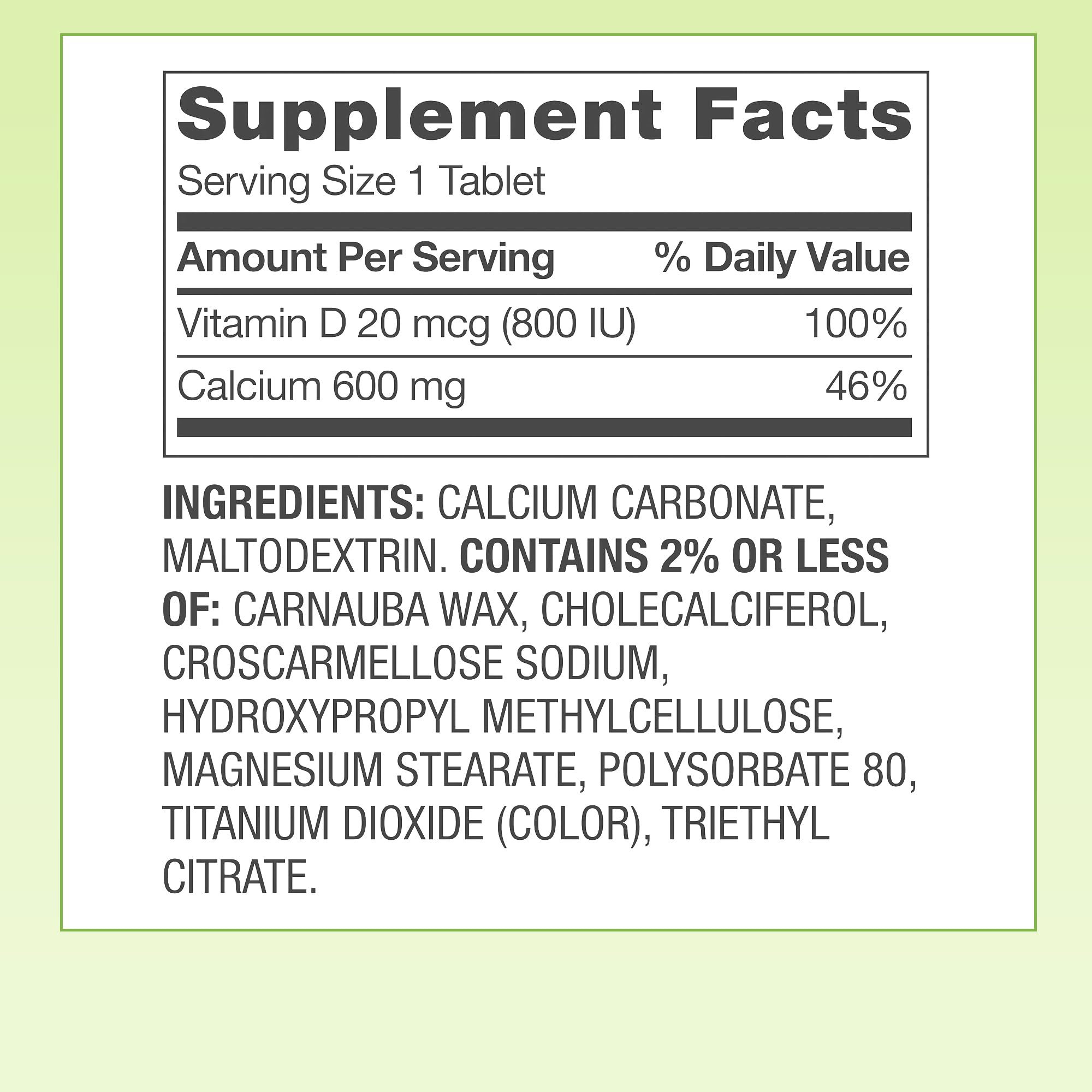Dietary supplement with calcium and vitamin D