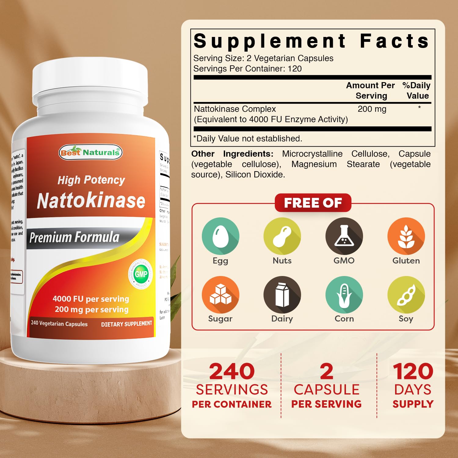 Digestive enzyme support with nattokinase
