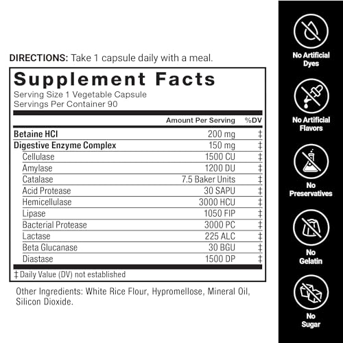 Digestive enzymes complex for bloating relief