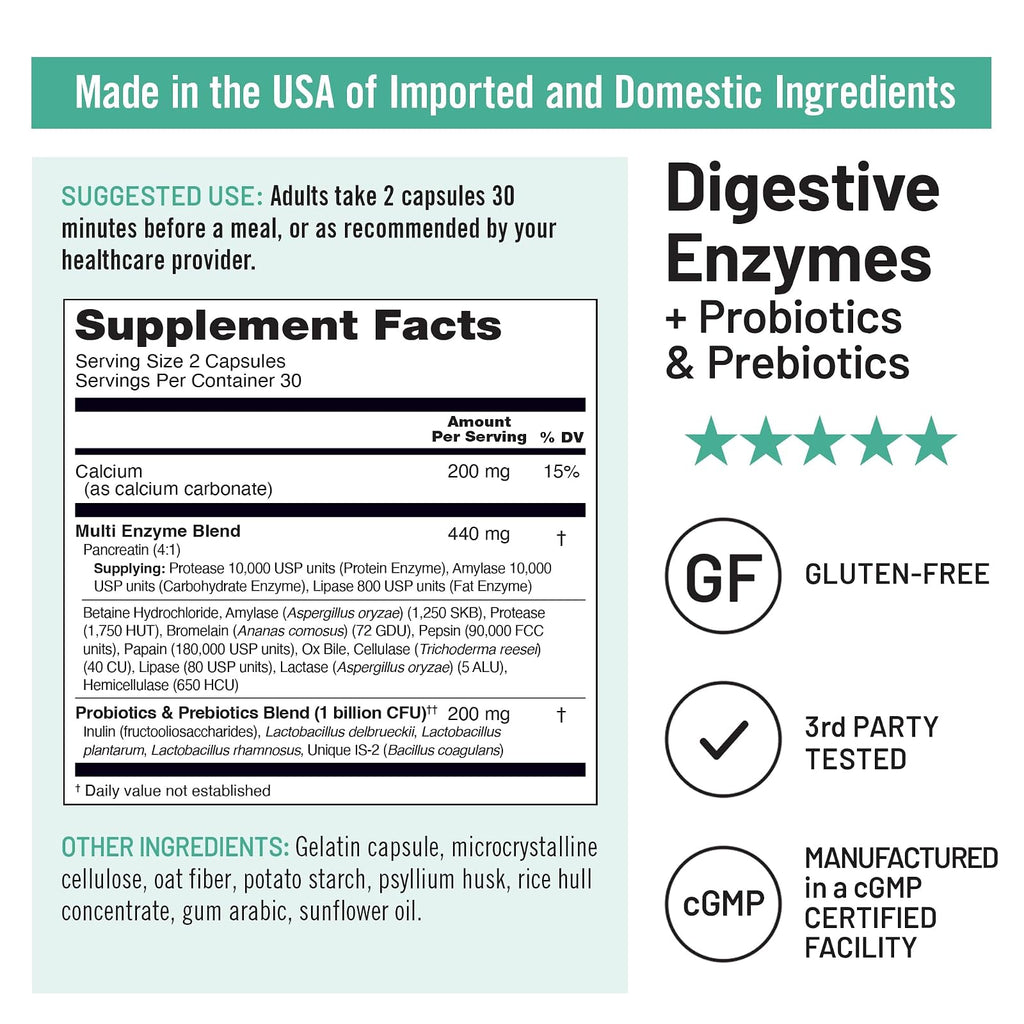 Digestive enzymes for bloating relief
