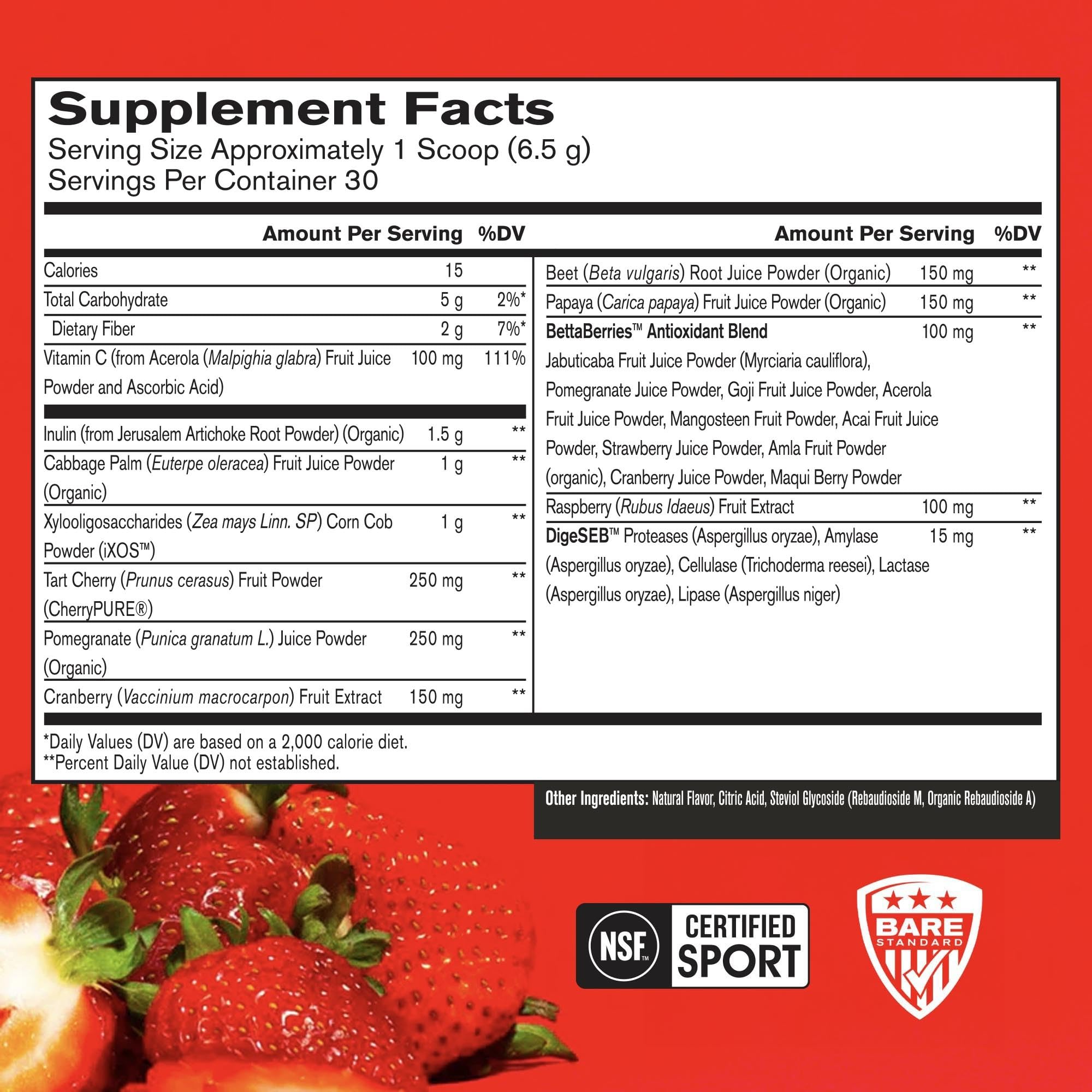 Digestive enzymes in Strong Reds formula