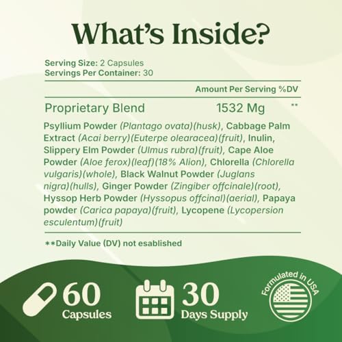 Digestive health capsules with psyllium