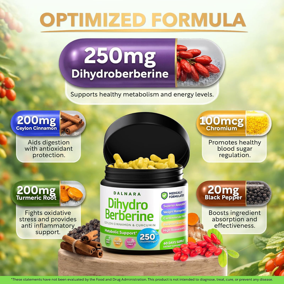 Dihydroberberine capsules for energy support