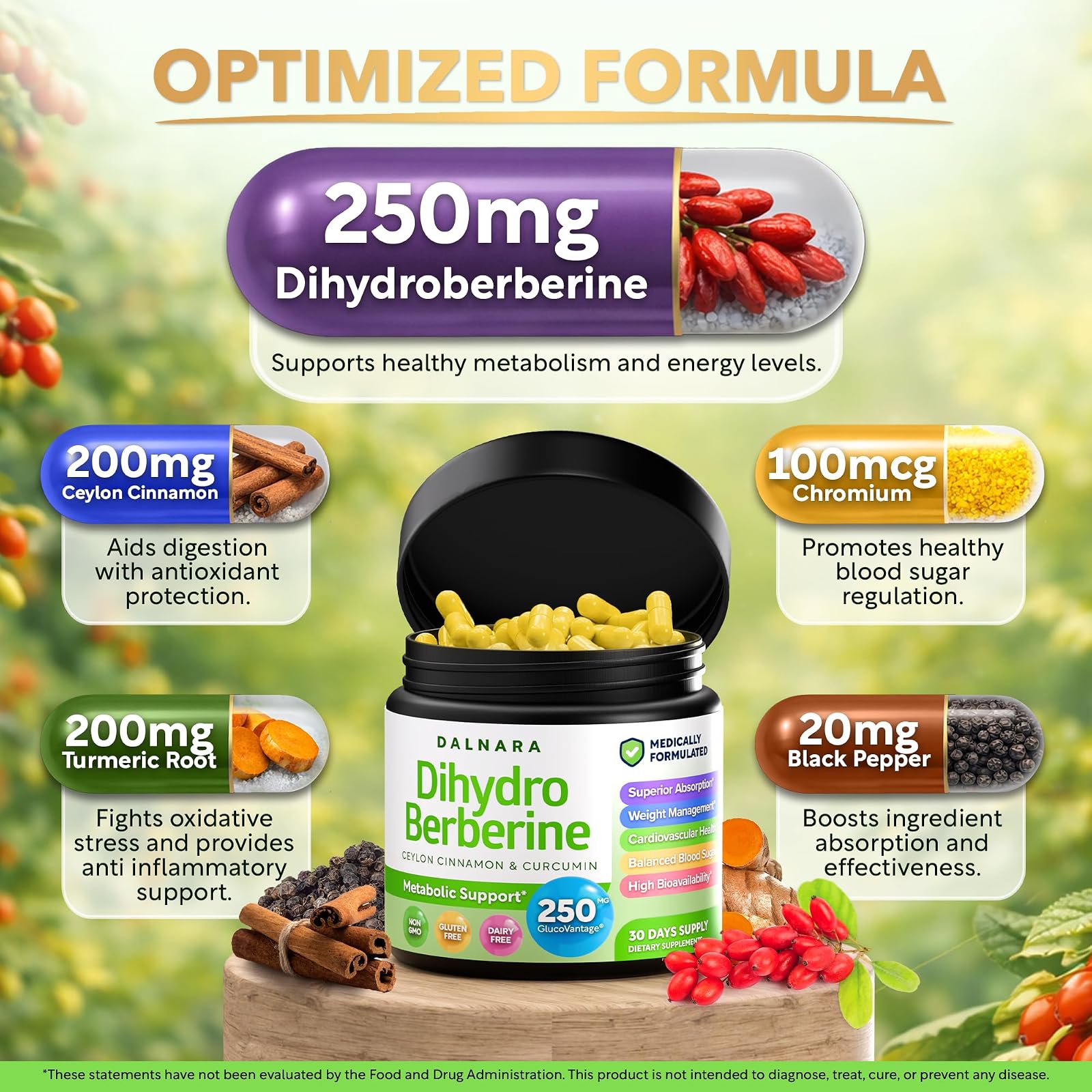 Dihydroberberine capsules for energy support