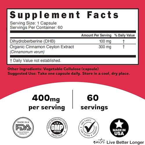 Dihydroberberine supplement with herbal benefits