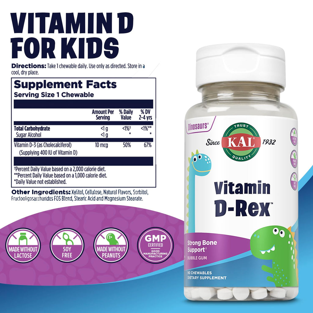 Dinosaur shaped vitamin D for kids